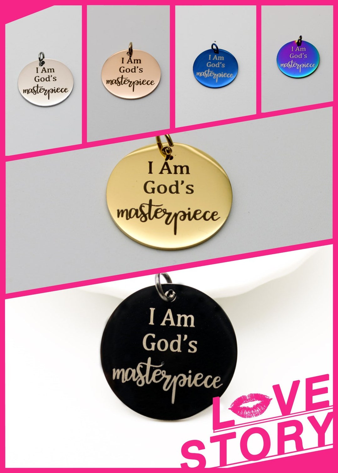 I Am God's Masterpiece Stainless Steel Charm - Religious Pendant - Etsy
