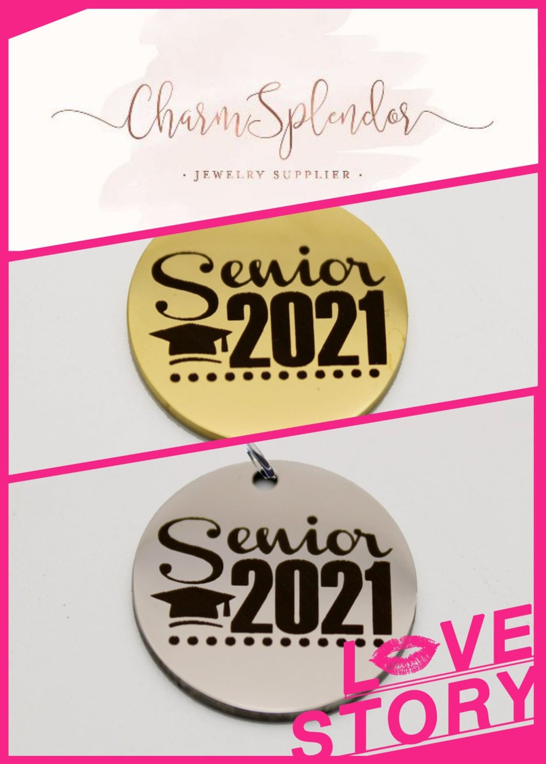Senior 2021 (graduation Cap Image) Charm, 1 Pc Wholesale Stainless ...