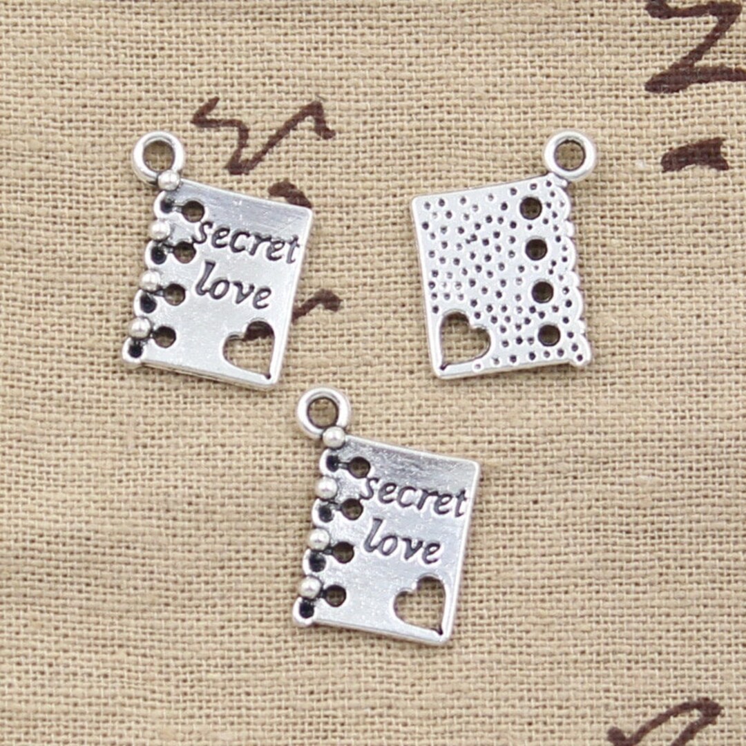 10 Pcs or 20 Pcs, Secret Love Note Page Charm Pendant, Word, Valentine ...