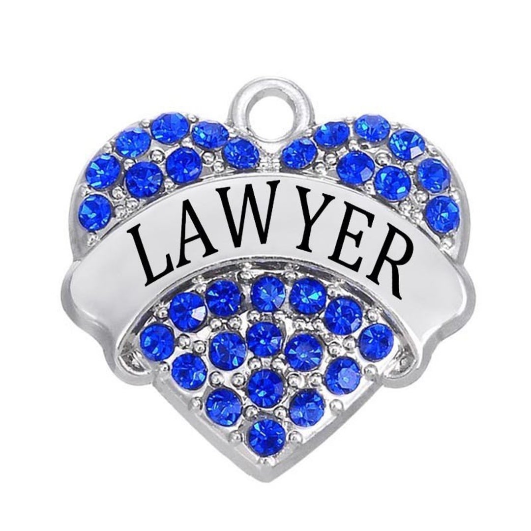 Lawyer Rhinestone Heart Charm: Legal Attorney Pendant (24mm) - Etsy