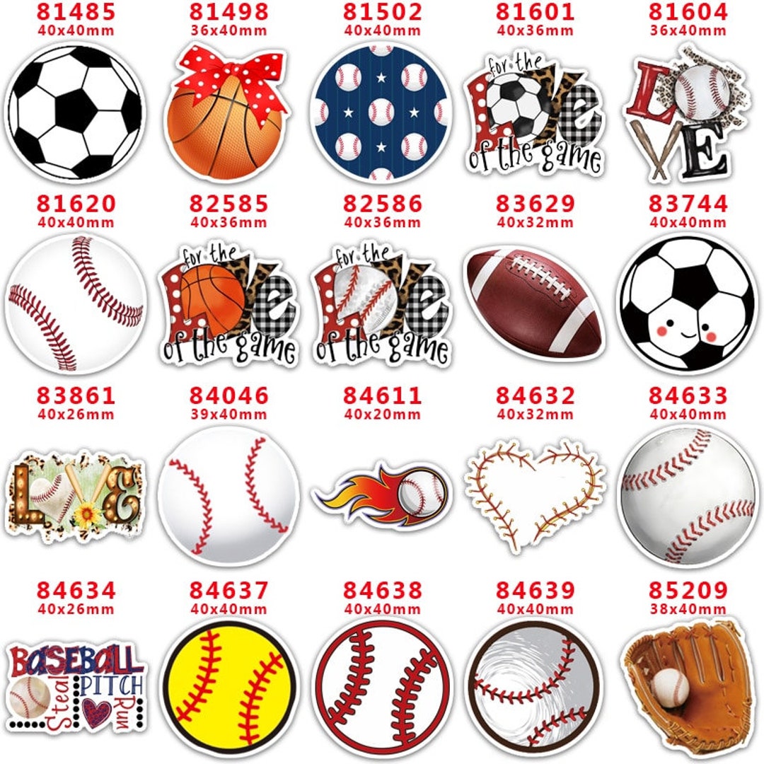 Sports Printed Resin Flatbacks: Baseball, Football, Basketball - 5 Pcs ...