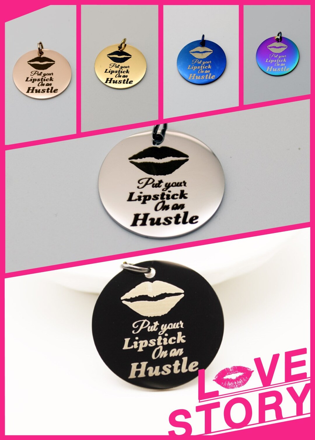 1 Pc WHOLESALE CHARMS | Put Your Lipstick on an Hustle Stainless Steel ...