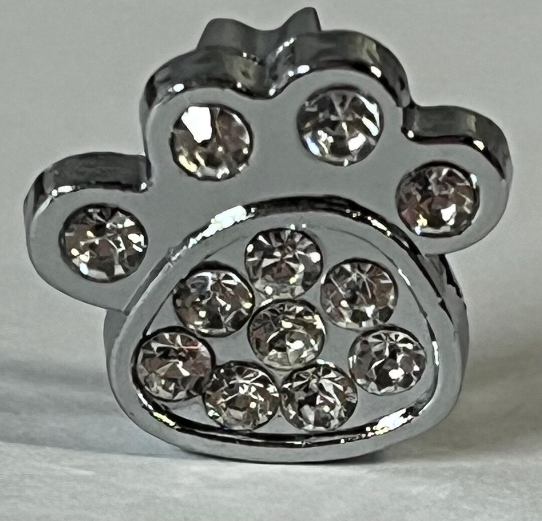 Rhinestone Dog Paw Charms: Alloy Pet Pendants (2 Pcs) - Etsy