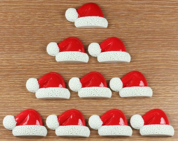 10 Pcs. Christmas Santa Hat Resin Flat Backs Santa Flatback | Etsy