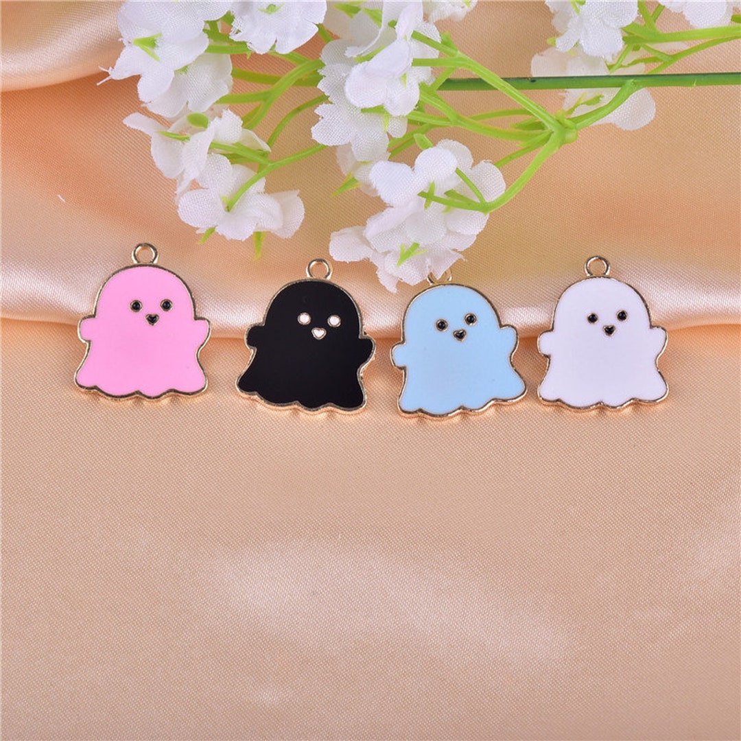 4 Pcs. Enamel Ghost Charms, Cute Ghost Pendant, Charms, Halloween ...