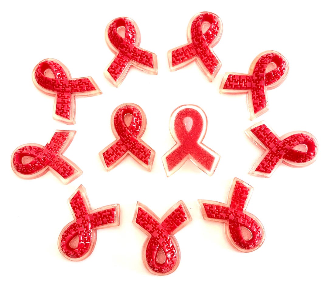 Red Autism Ribbon Resin Autism Red Ribbon Flatbacks: DIY Craft Supplies ...