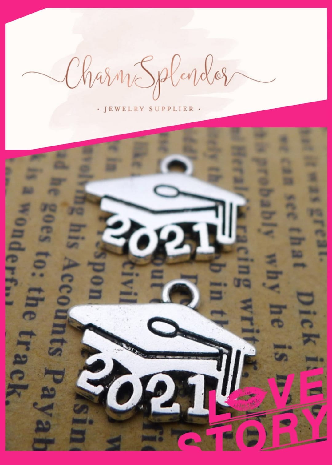 10 Pcs. 2021 Graduation W/ Graduation Cap Charms, School Graduation ...