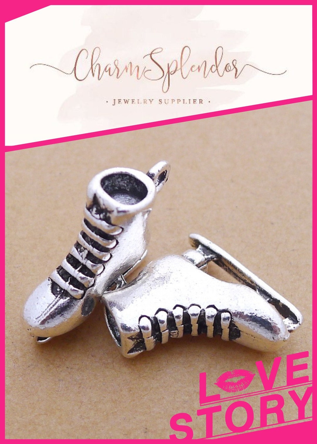 Ice Skate Charms, Pendants, 5pcs. 3D Figure Skating Charms, Ice Skates ...