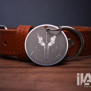 Engraved Valkyrie Dog ID Tag – Personalized Stainless Steel Viking Pet ...