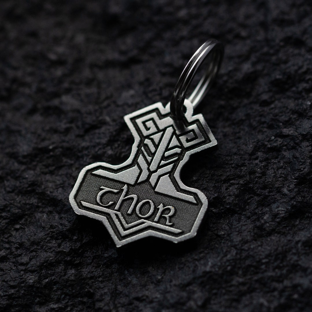 Thor Hammer Pet ID Tag, Dog Collar Tag, Engraved Tag for Pets. Custom ...
