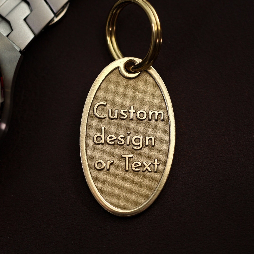 Custom Brass Key Ring Laser Engraved and Polished, Personalized Shape ...