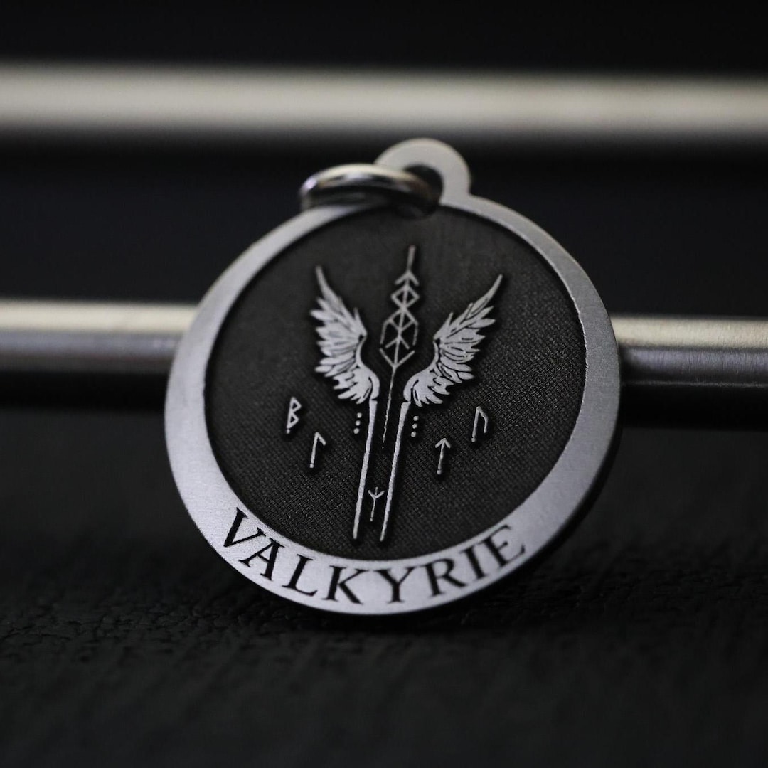 Valkyrie Stainless Steel Round Dog ID Tag With Engraved Flower Design ...