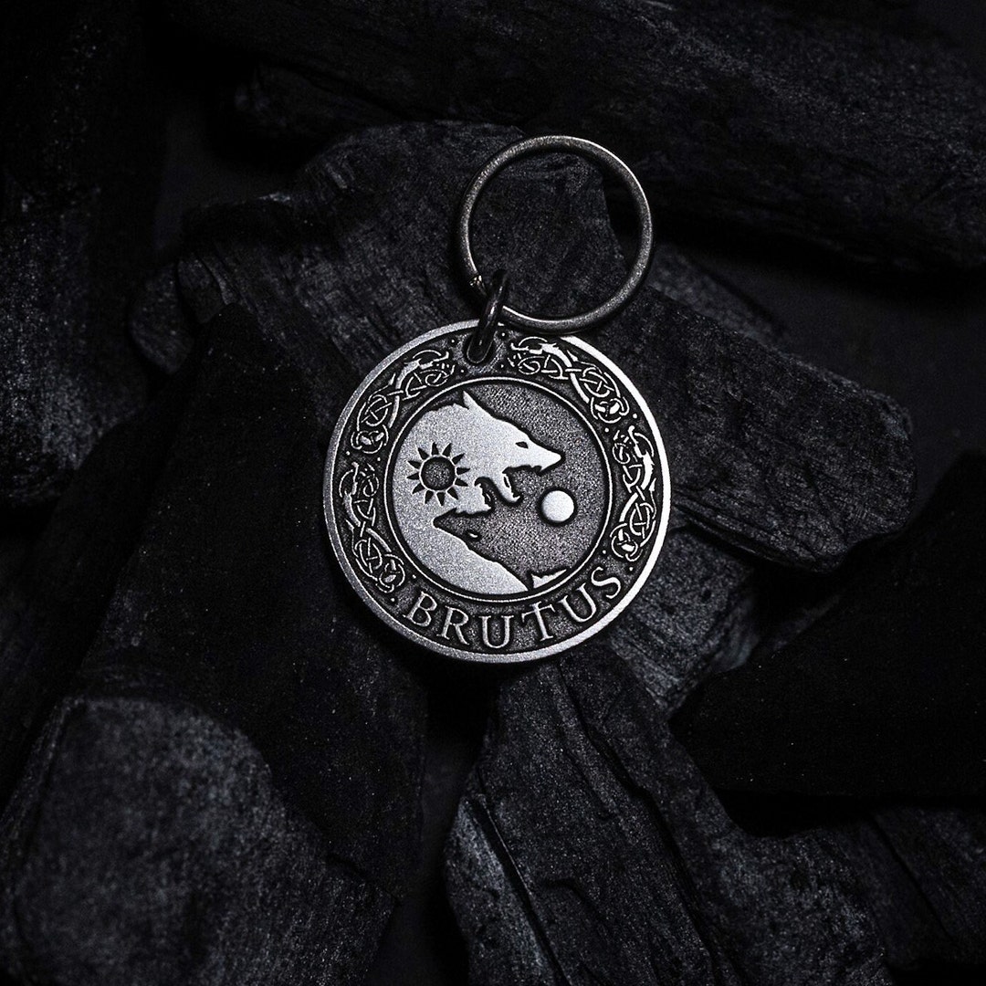 Celtic Dog ID Tag, Round Viking Dog Pet Tag, Personalised Engraved Dog ...