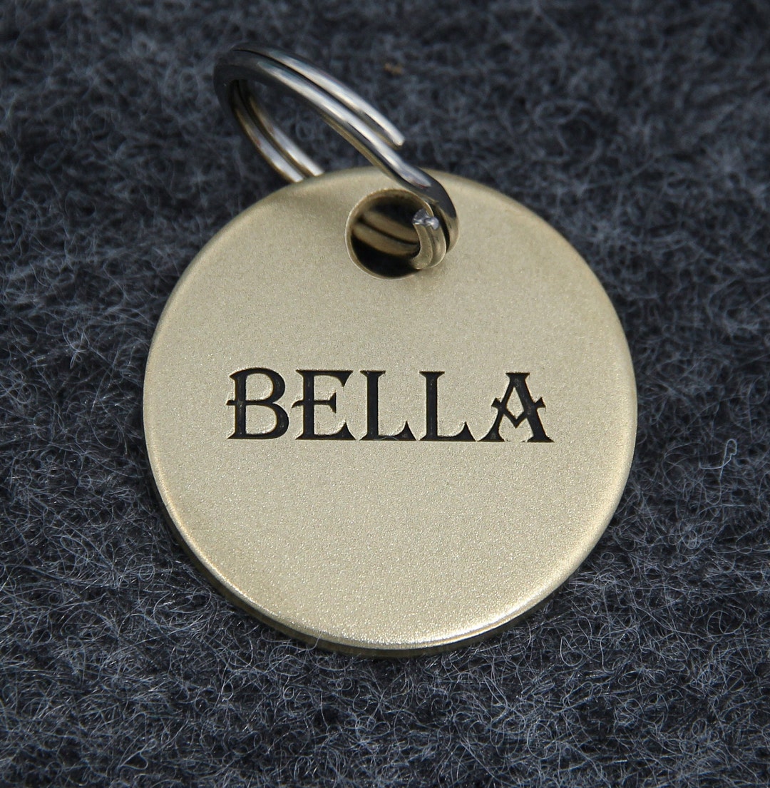 Custom Brass Pet ID Tag – Deep Engraved Round Dog & Cat Name Tag - Etsy