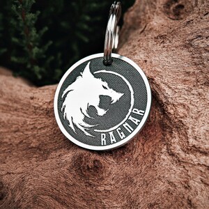 Angry Wolf Tag, Dog Collar Tag, Viking Pet Tag. Keychain With Celtic ...