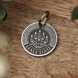 Personalized Viking Pet Tag With Bear Paw, Custom Engraved Dog Collar ...