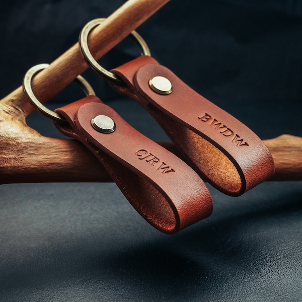 Leather Keychain - Etsy