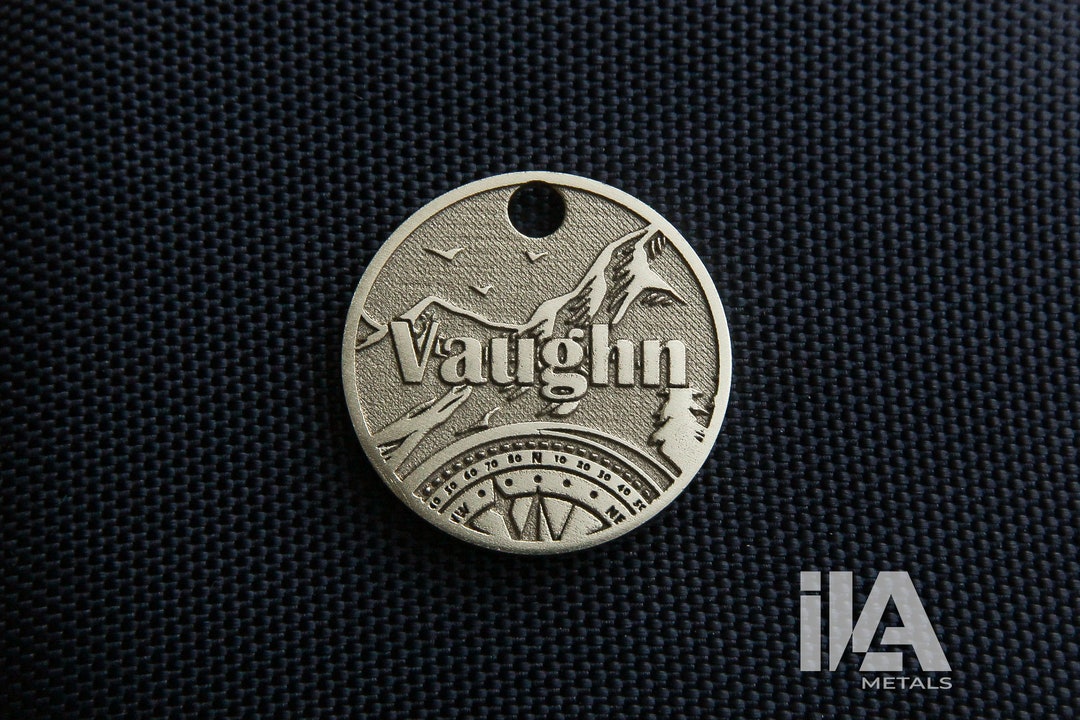 Engraved Brass Dog Tag, Landscape Compass Pet ID Tag - Etsy UK