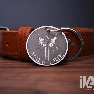 Engraved Valkyrie Dog ID Tag – Personalized Stainless Steel Viking Pet ...