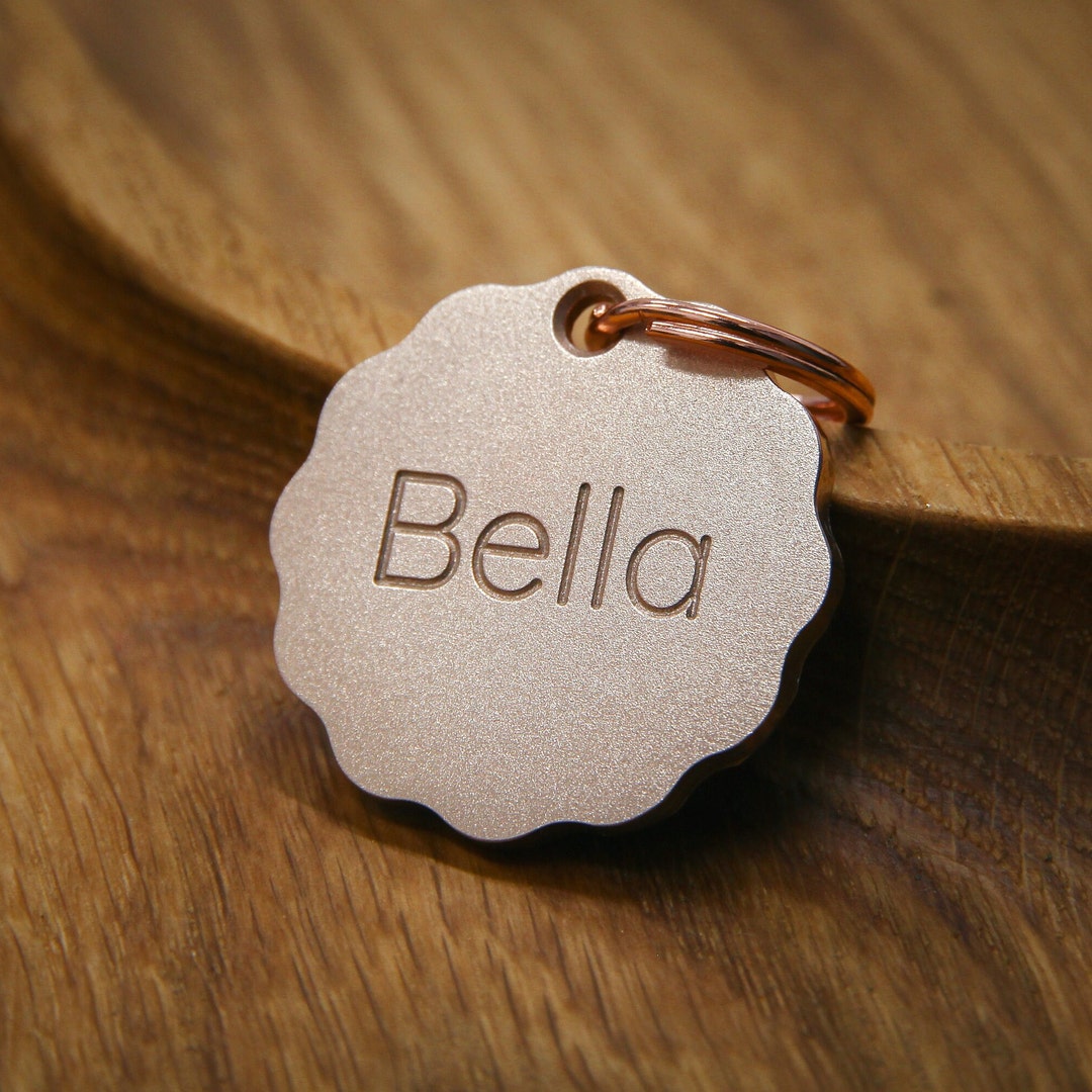 Copper Deep Engraved Dog Tag, Round Shape Pet Collar Id Tag, Custom ...
