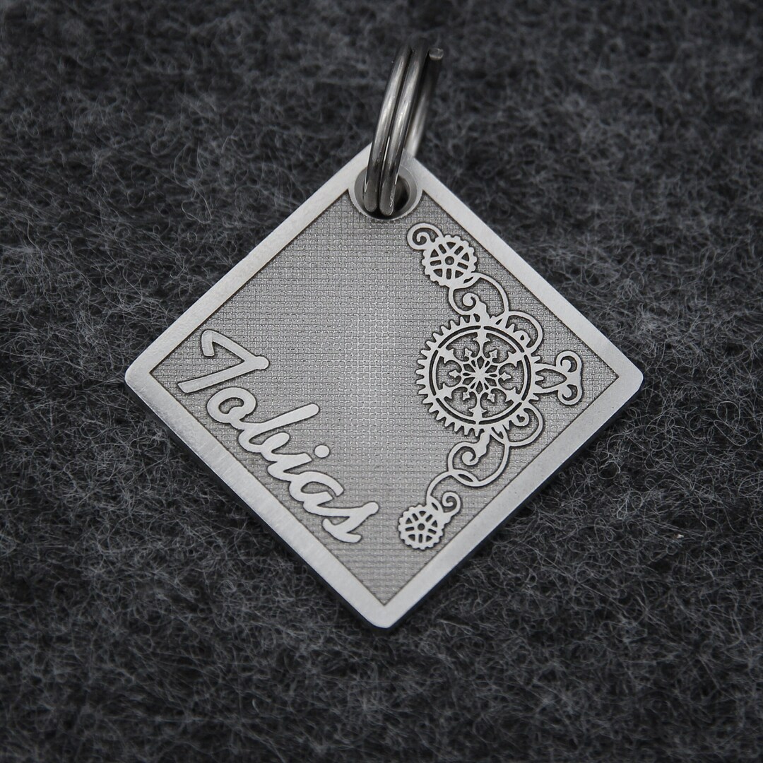 Square Deep Engraved Dog Pet Tag, Custom Thick Dog ID Tag, Stainless ...