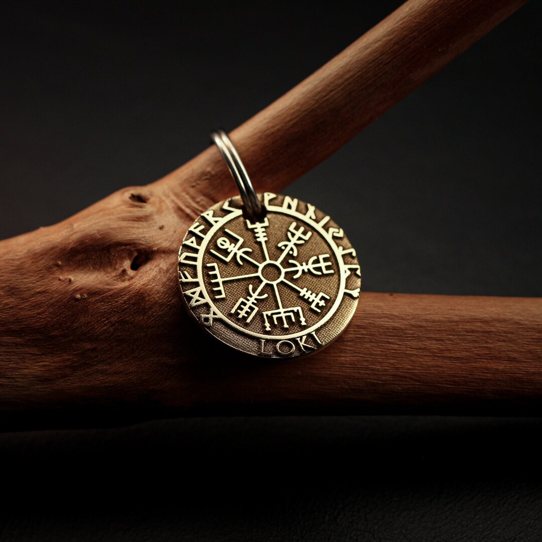 Loki Viking Runes Engraved Brass Pet Tag - Norse-inspired Design - Etsy