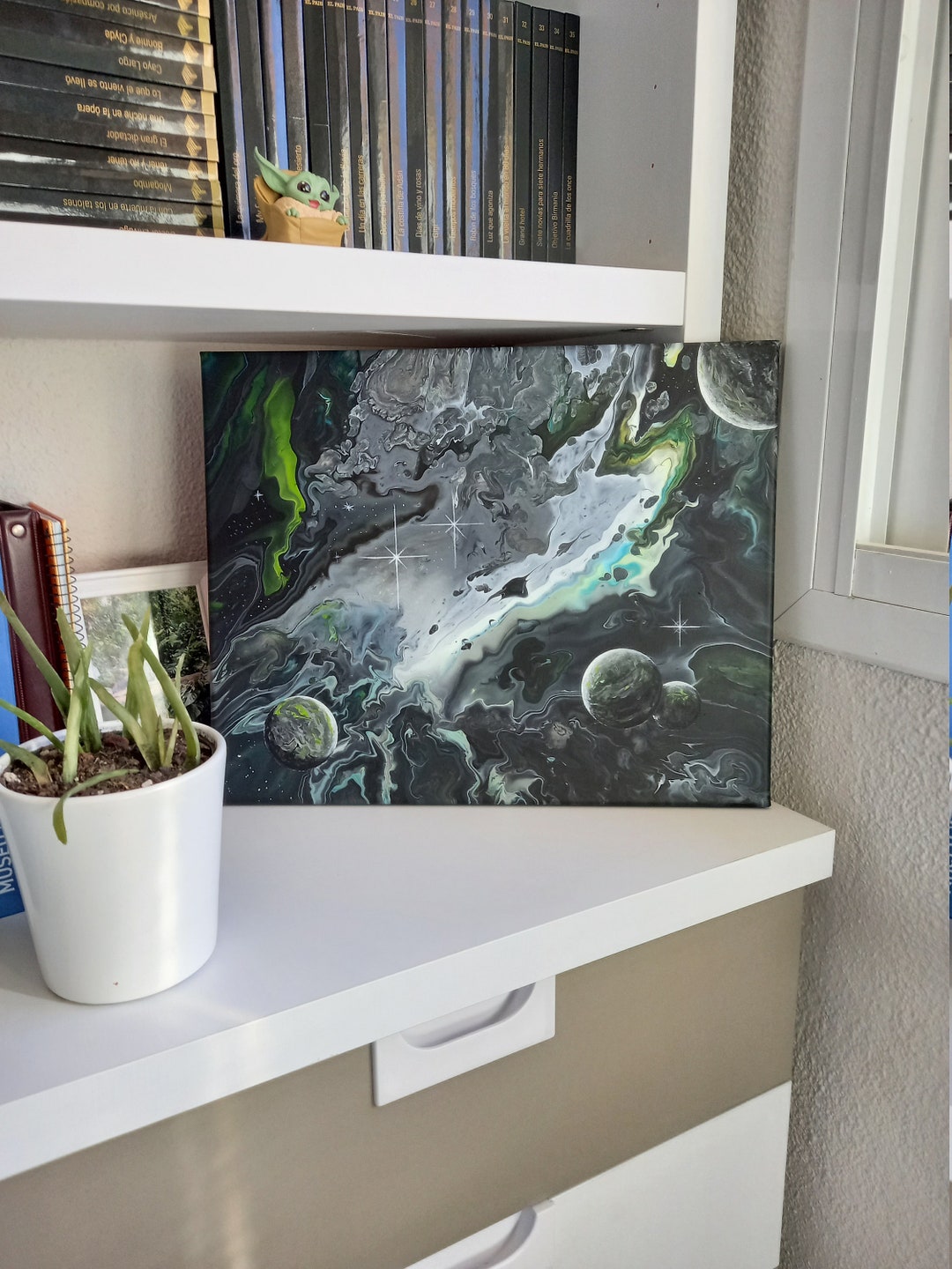 Nostalgia Original Canvas With Space-themed Frame. Unique Piece of Modern Art. Acrylic - Etsy