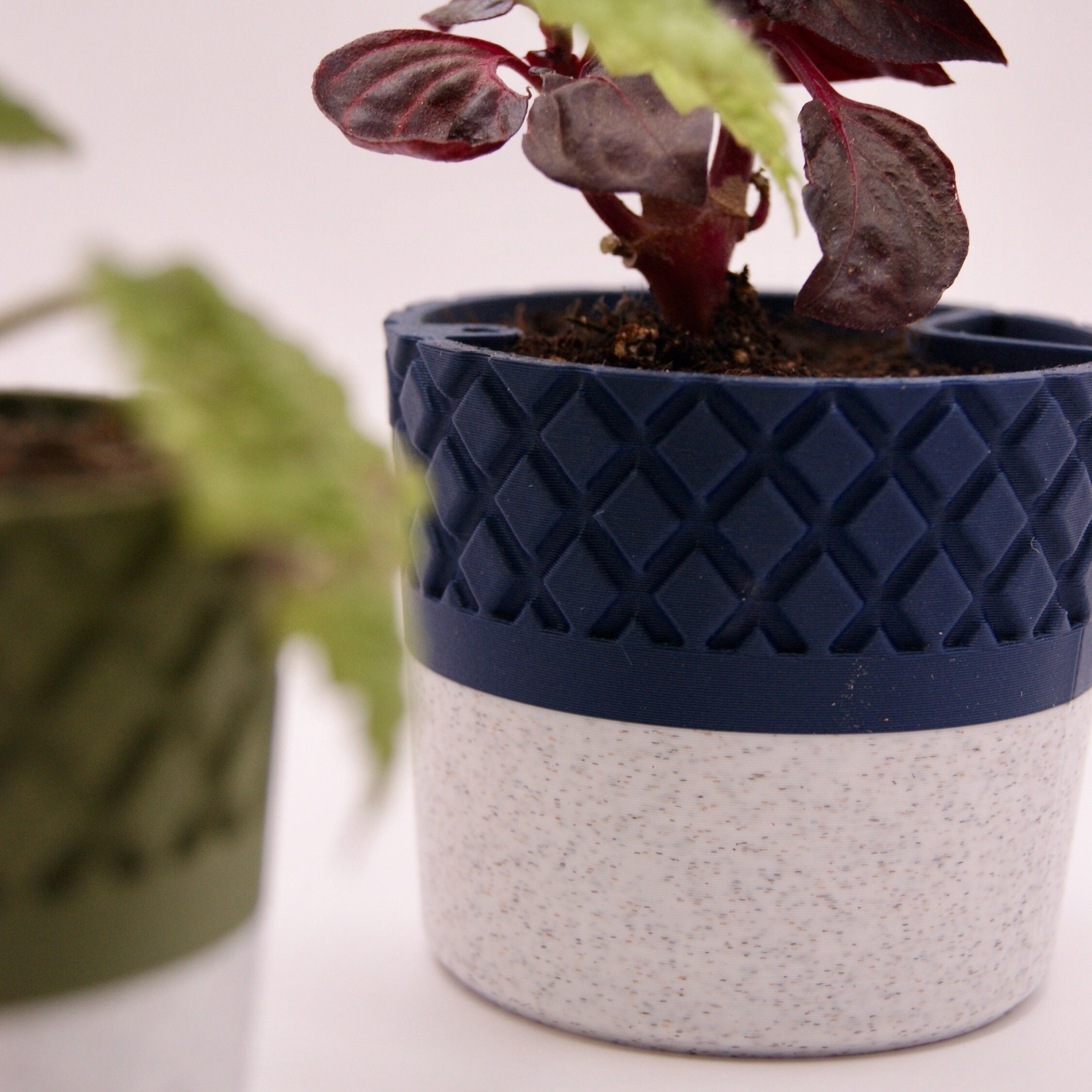 3D Printed Planter Modern Two Tone Plant Pot With Reservoir Self ...