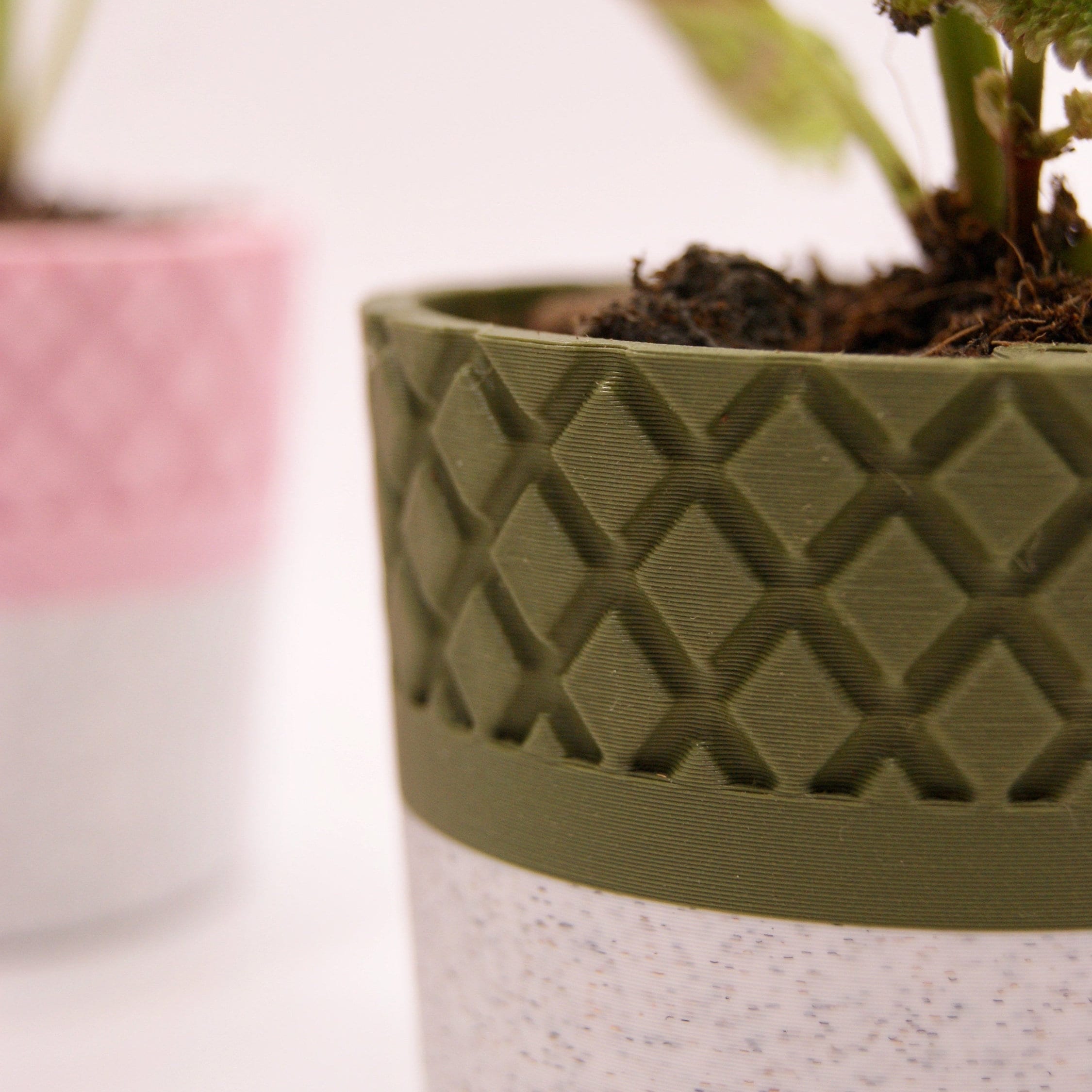 3D Printed Planter Modern Two Tone Plant Pot With Reservoir Self ...