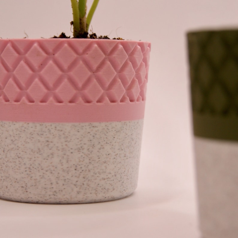 3D Printed Planter | Modern Two Tone Plant Pot With Reservoir | Self ...