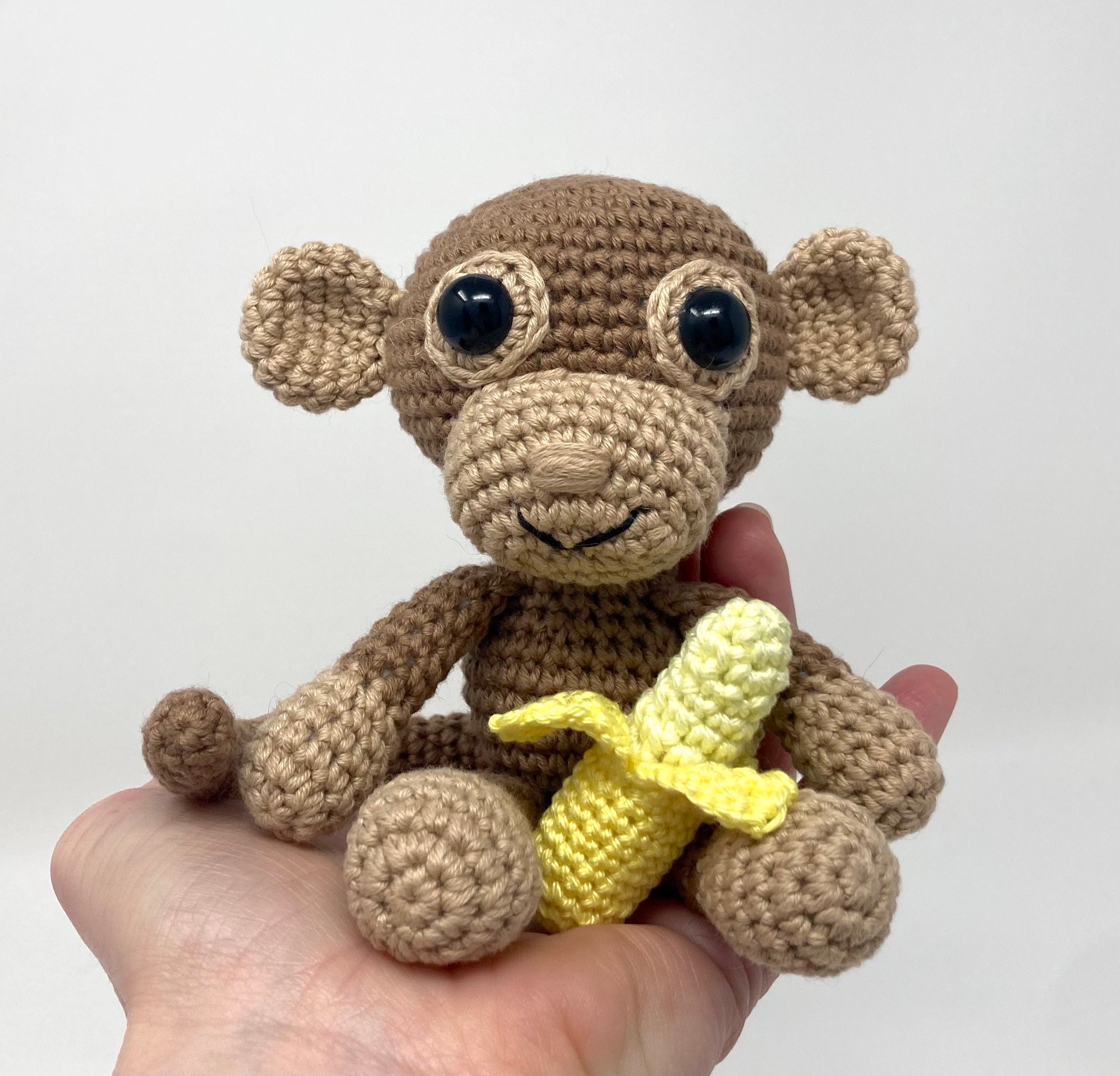 Handmade Crochet Cheeky Monkey With Banana 100% Cotton - Etsy UK