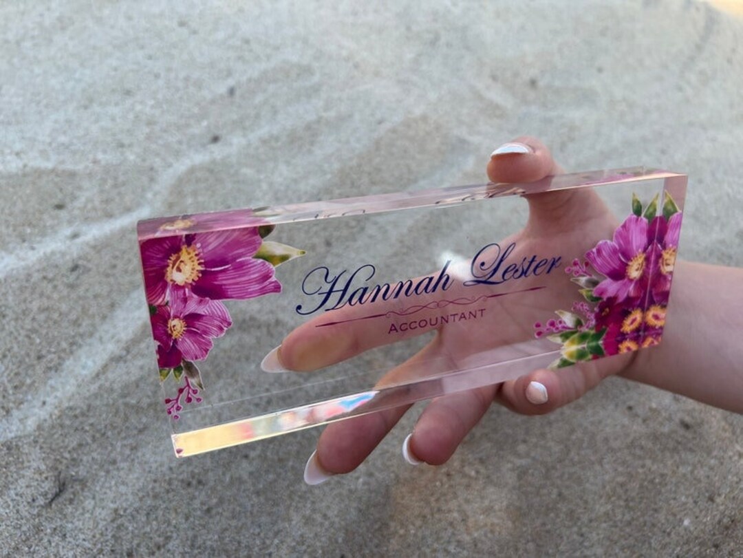 Personalized Name Plate for Desk and Office, Flower Name Plate, Custom ...