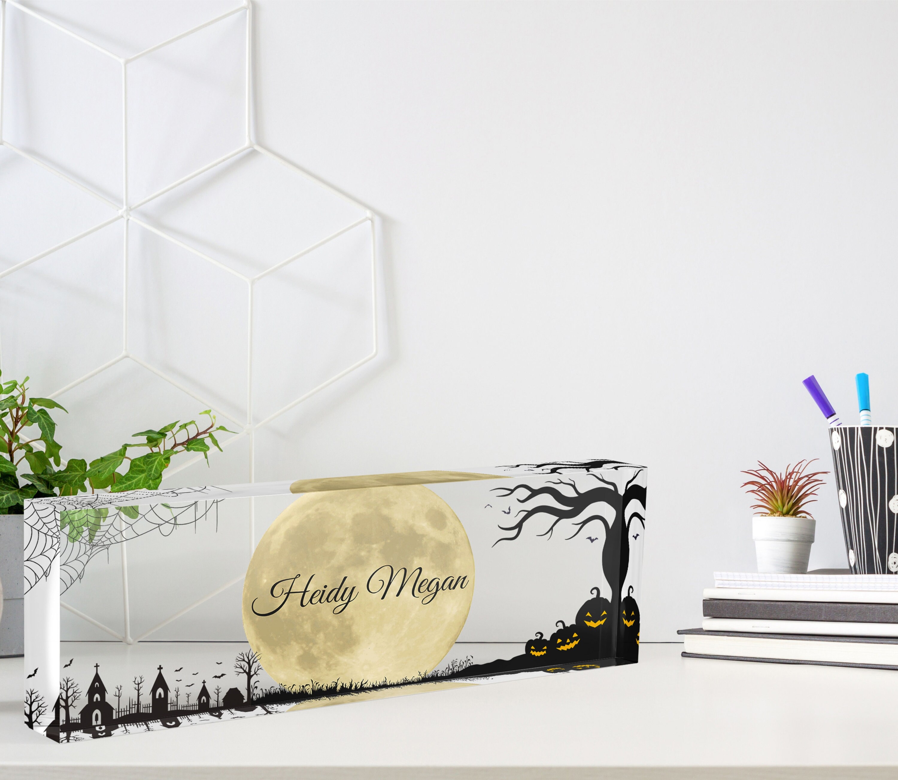 Custom Halloween Name Plate, Trick or Treat Name Sign, Personalized ...