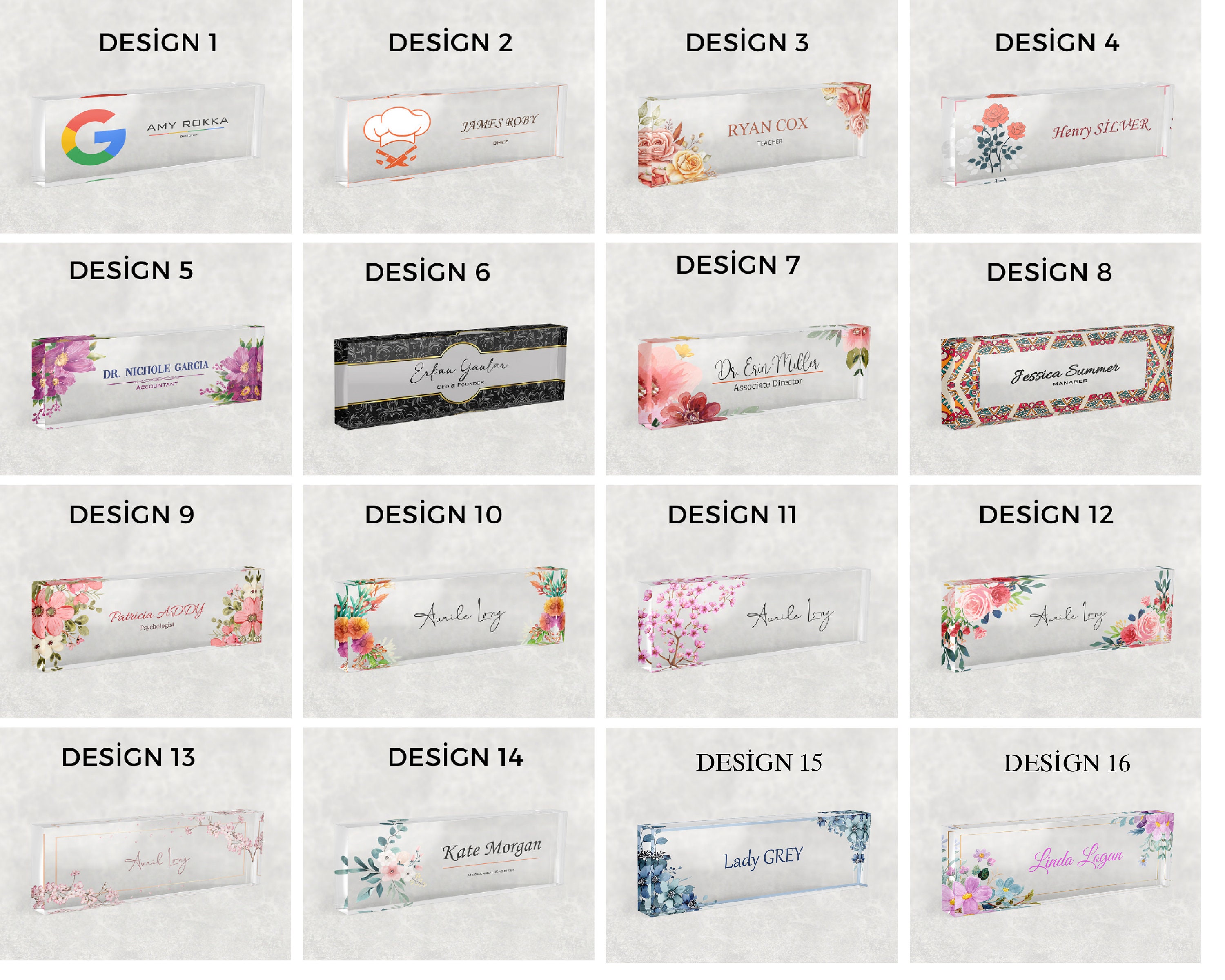 Floral Desk Name, Custom Office Decor, Nameplate Sign, Personalized ...