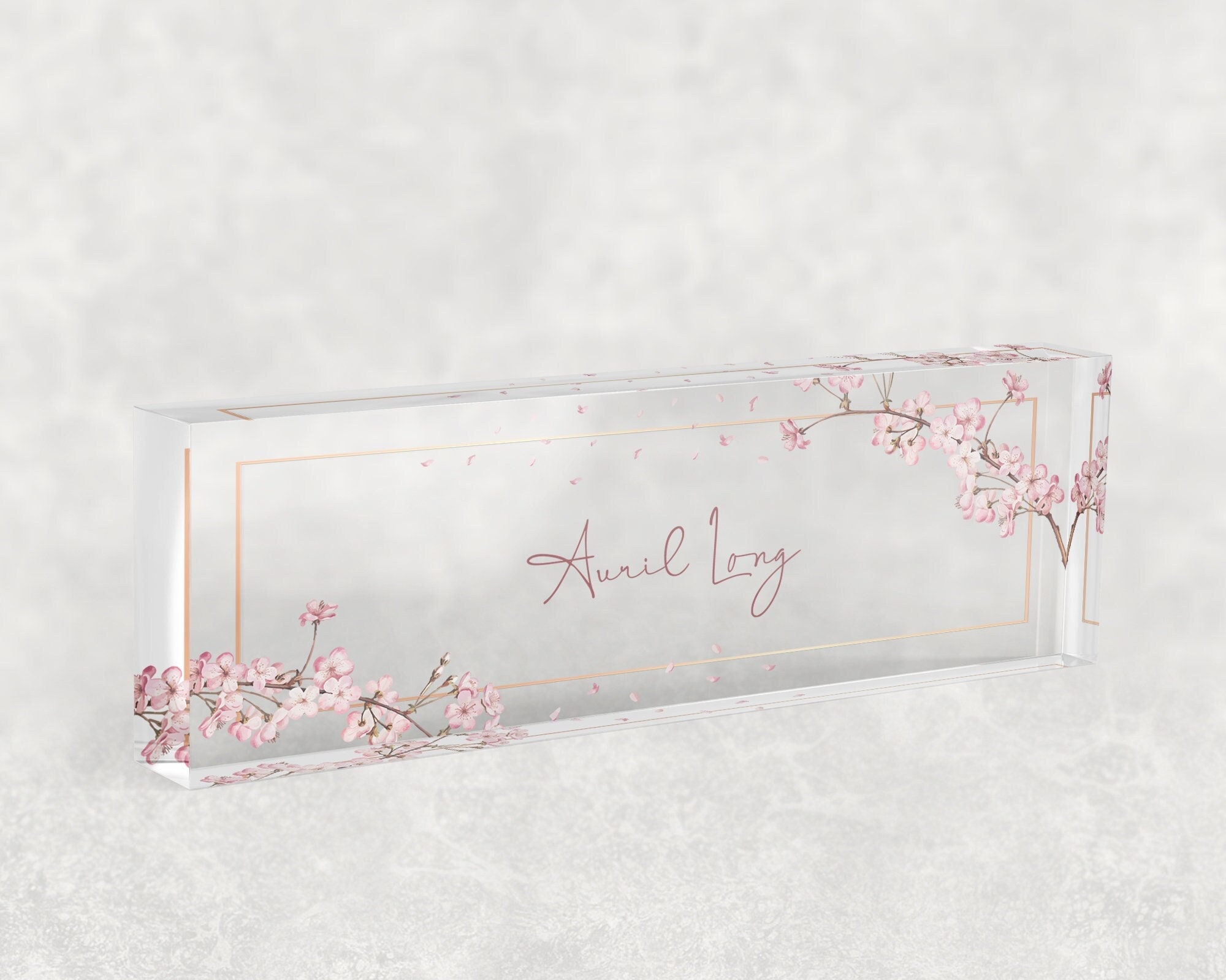 Pink Flowers Name Sign: Custom Office Desk Decor - Etsy