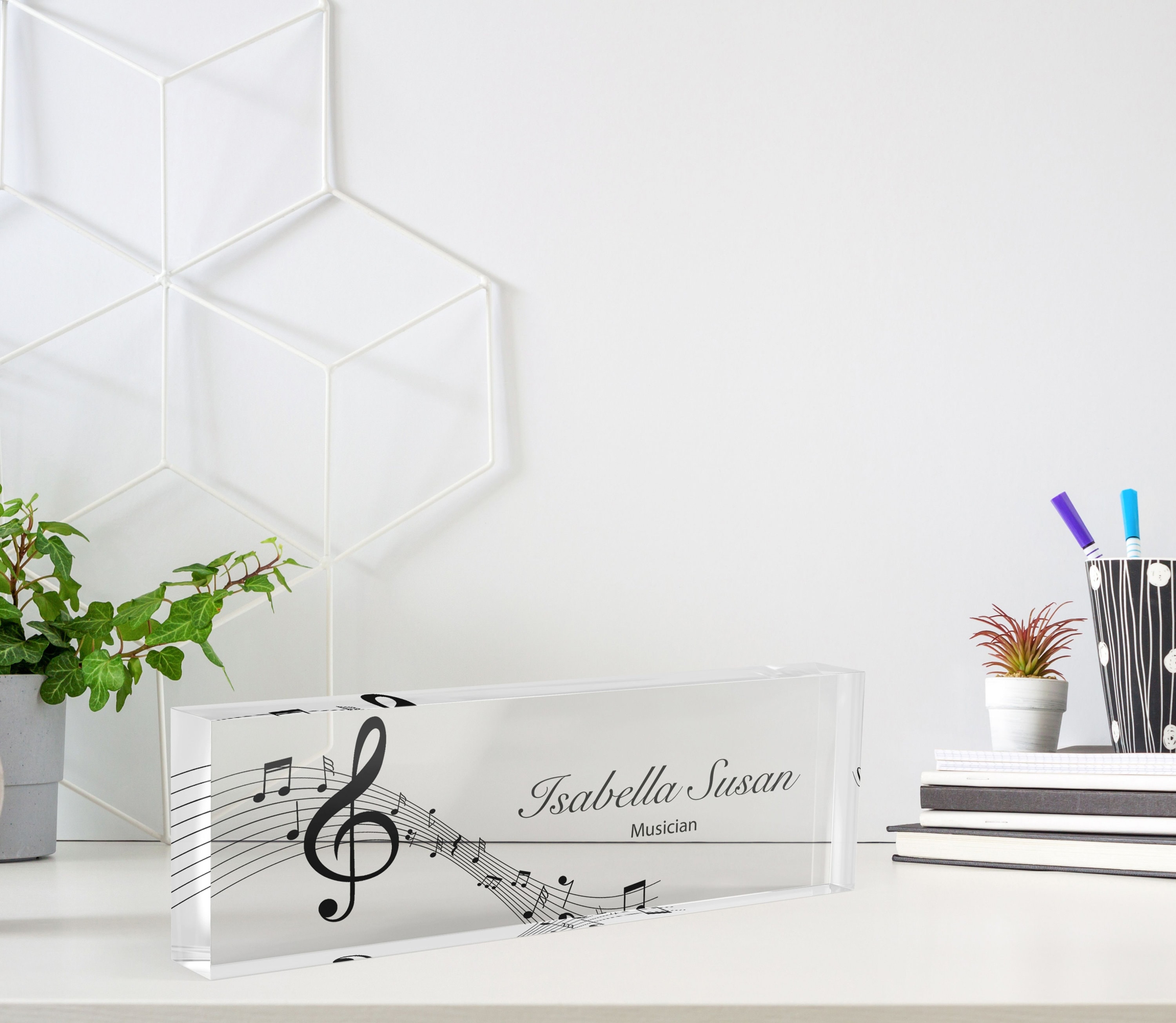 Music Name Plate for Desk, Music Teacher Gift, Office Decor, Desk Gift ...