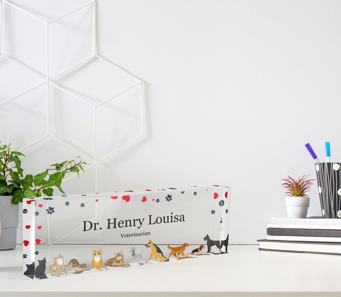Veterinarian Name Plate for Desk, Animal Figure Table Sign, Office ...