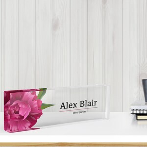 Custom Flower Name Plate for Desk, Office Name Plate, Flower Name Plate ...