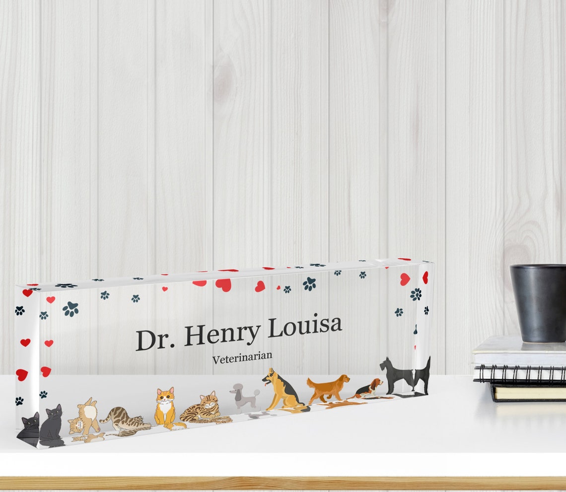 Veterinarian Name Plate for Desk, Animal Figure Table Sign, Office ...