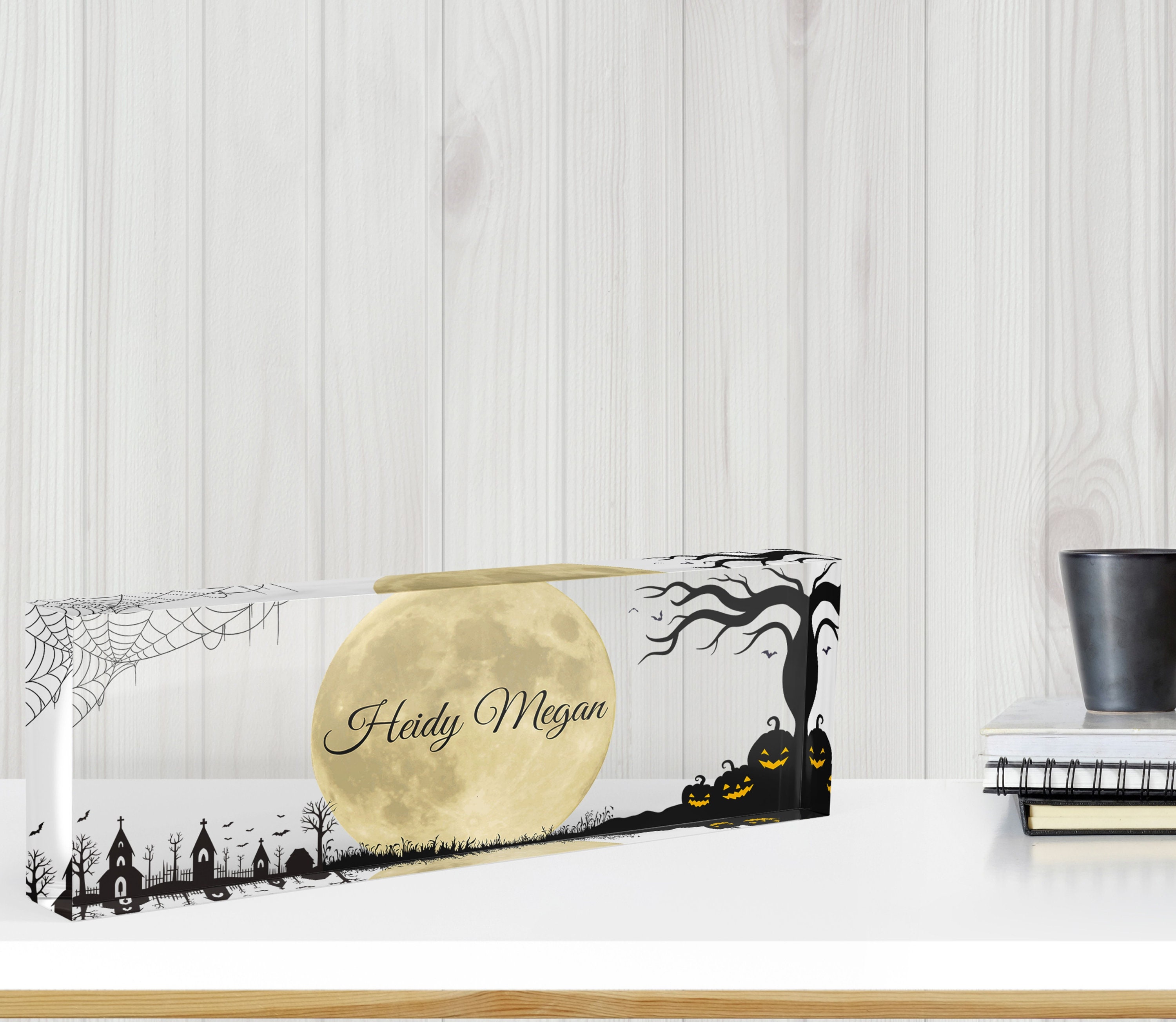 Custom Halloween Name Plate, Trick or Treat Name Sign, Personalized ...