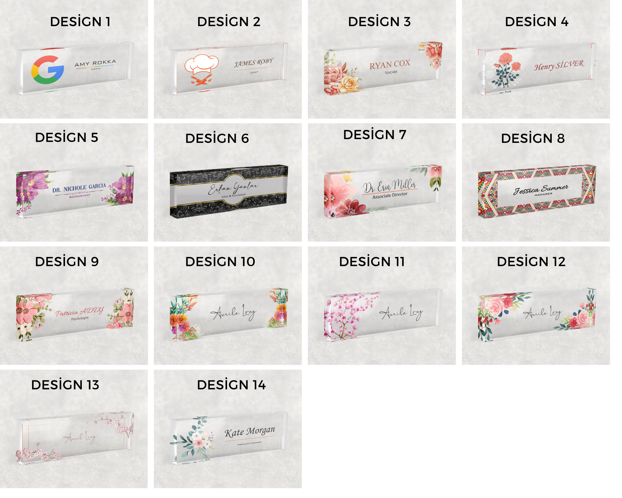 Pink Flowers Name Sign: Custom Office Desk Decor - Etsy