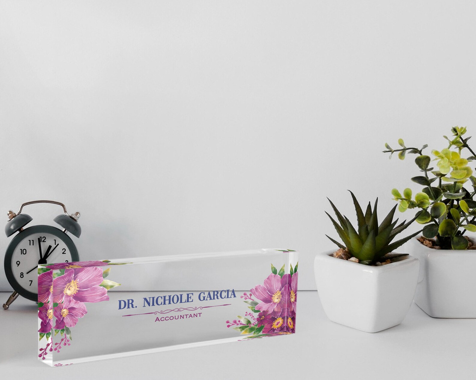 Personalized Name Plate for Desk and Office, Flower Name Plate, Custom ...