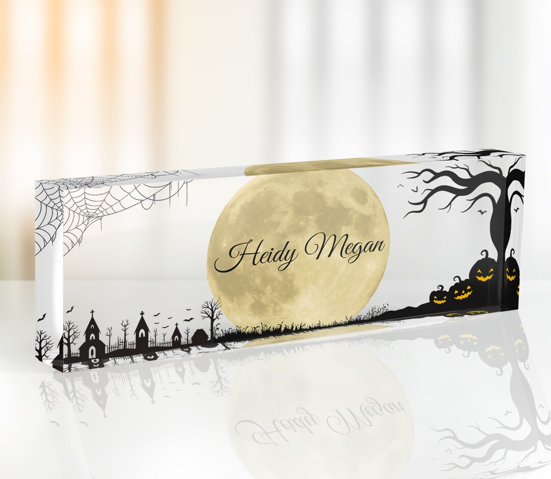 Custom Halloween Name Plate, Trick or Treat Name Sign, Personalized ...