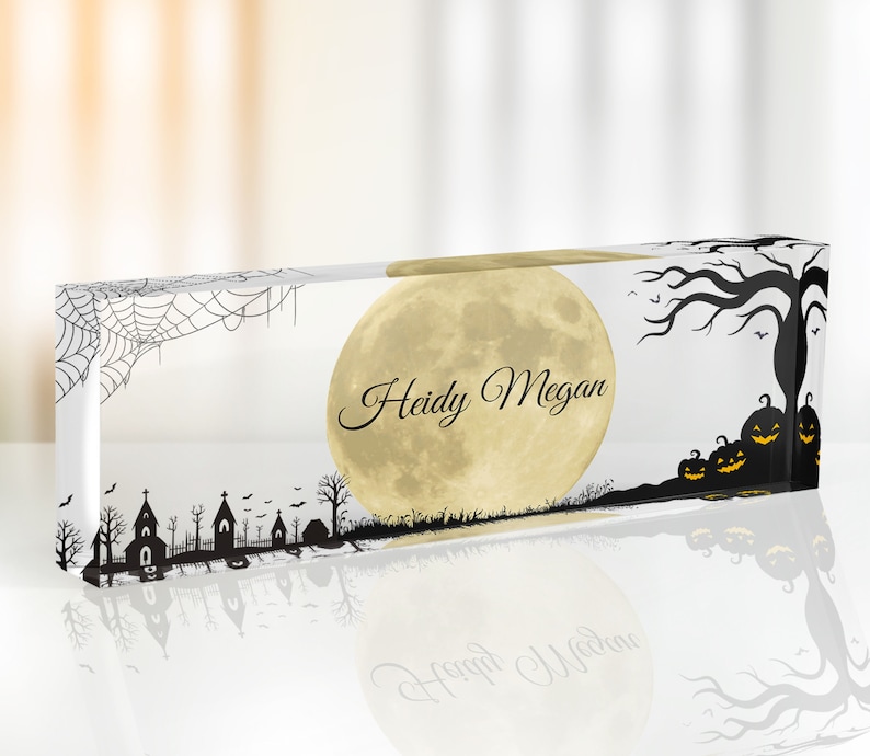 Custom Halloween Name Plate, Trick or Treat Name Sign, Personalized ...
