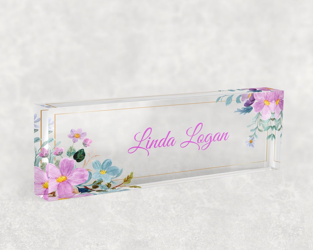 Floral Desk Name, Custom Office Decor, Nameplate Sign, Personalized ...