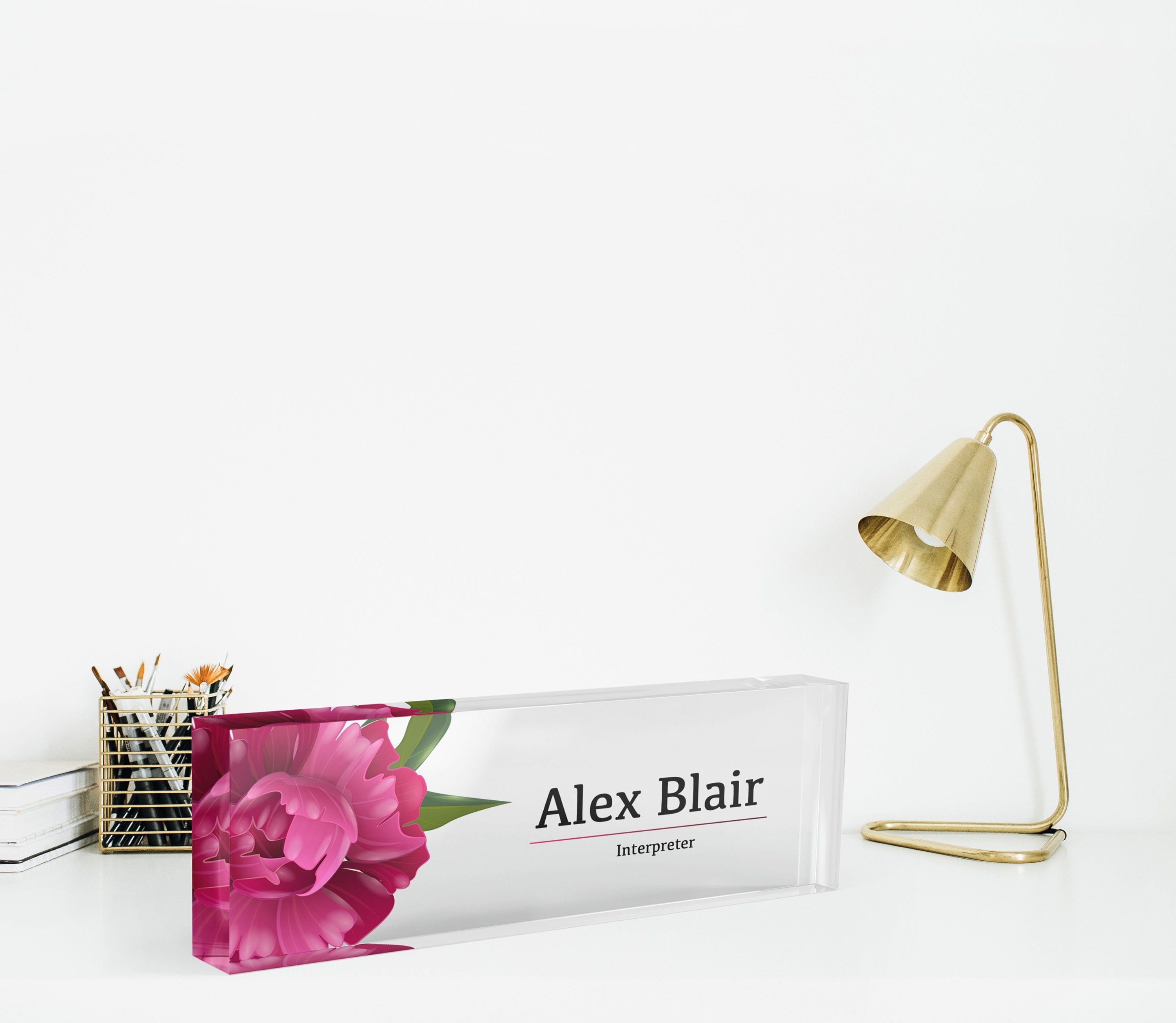 Custom Flower Name Plate for Desk, Office Name Plate, Flower Name Plate ...