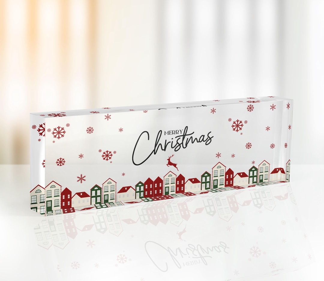 Personalized Christmas Desk Name Plate: Snowflake Acrylic Sign - Etsy