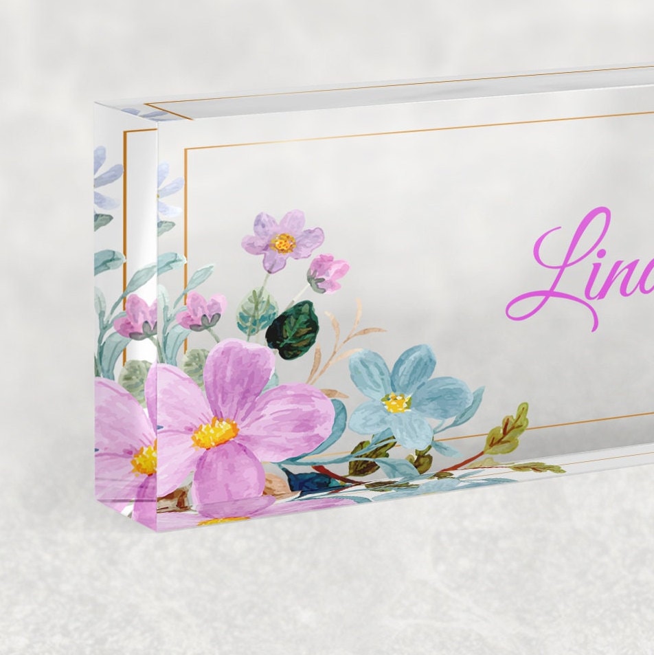 Floral Desk Name, Custom Office Decor, Nameplate Sign, Personalized ...