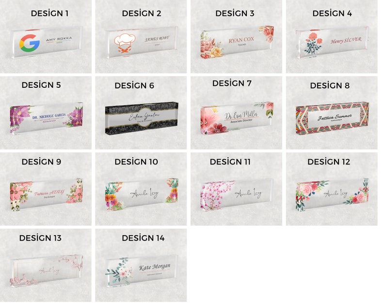 Personalized Acrylic Office Name Plate: Spring Flower Design - Etsy