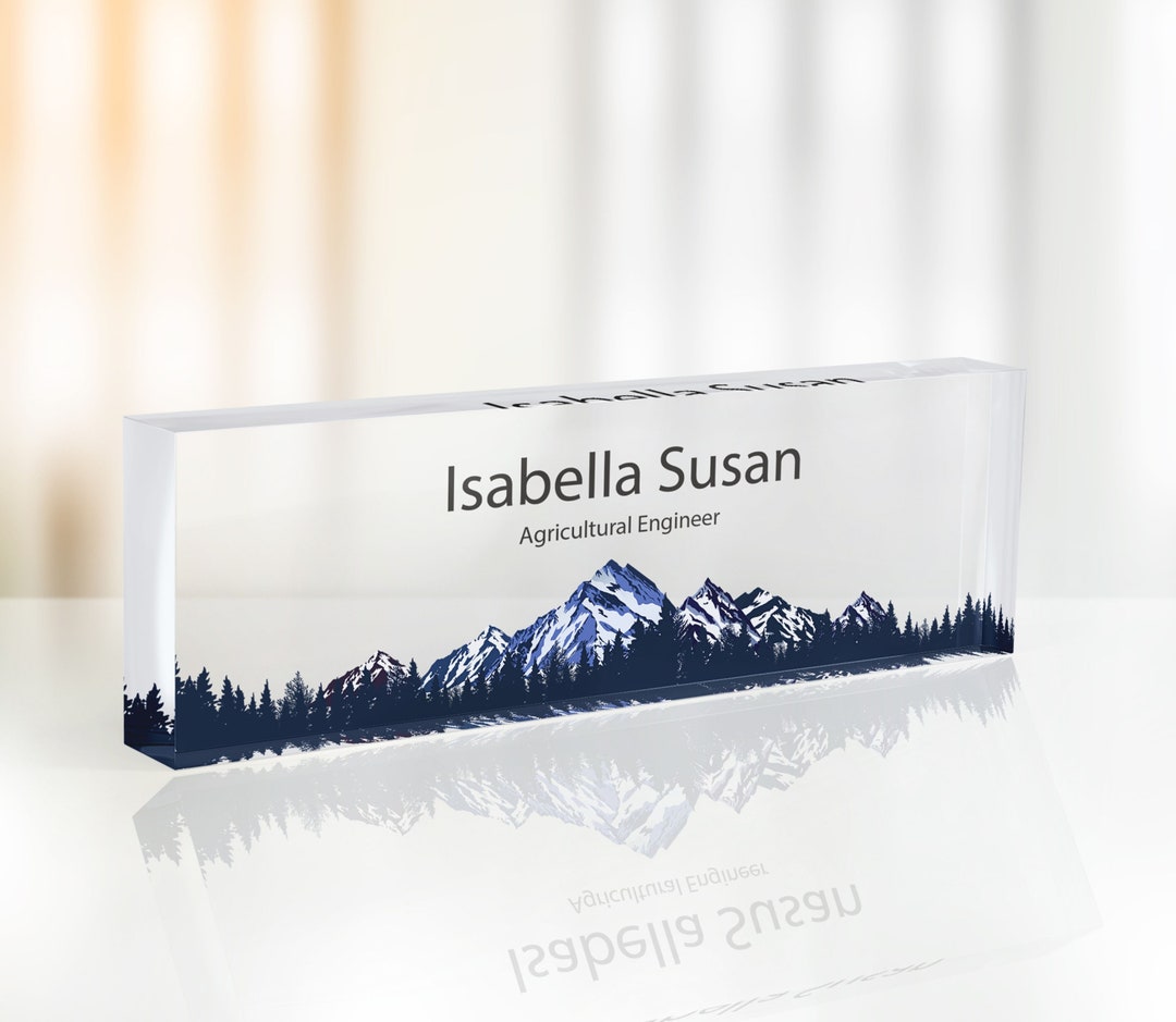 Personalized Mountain Name Plate for Desk, Office Name Plate for Desk ...